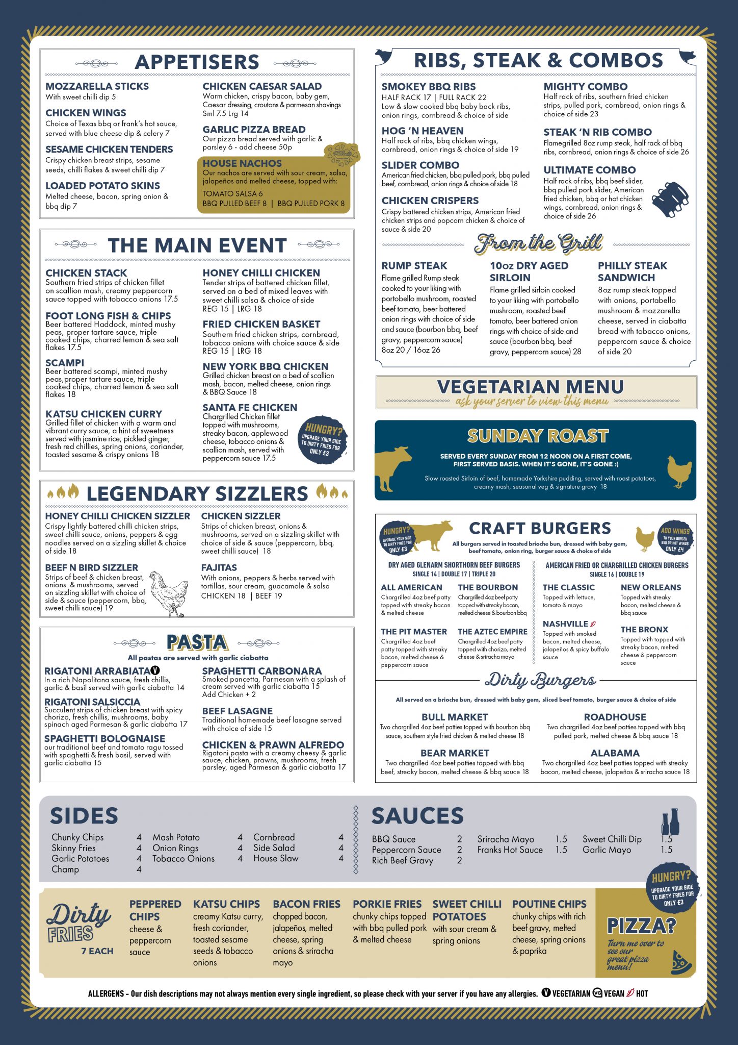 Menus - Bull & Bear Grill