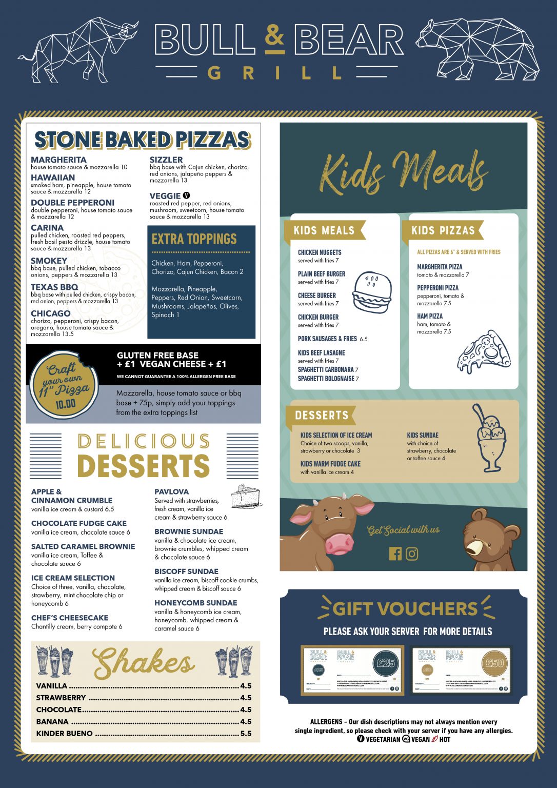 Menus - Bull & Bear Grill