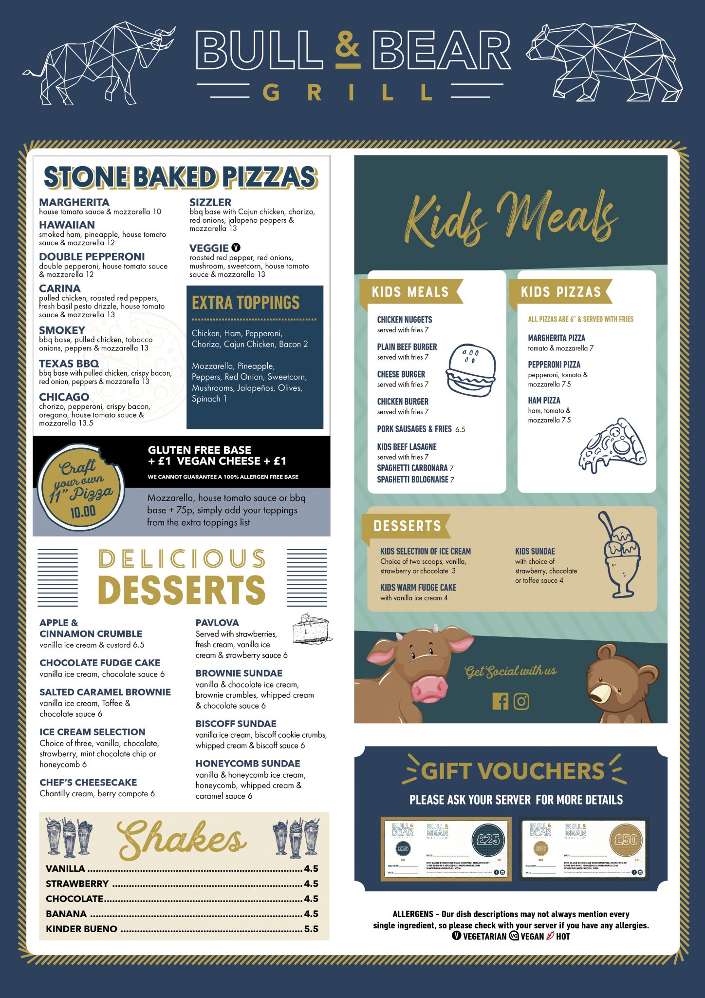 Menus - Bull & Bear Grill