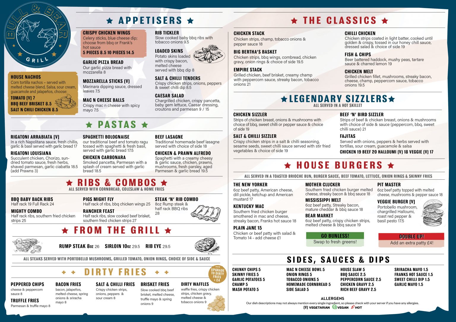 Menus - Bull & Bear Grill