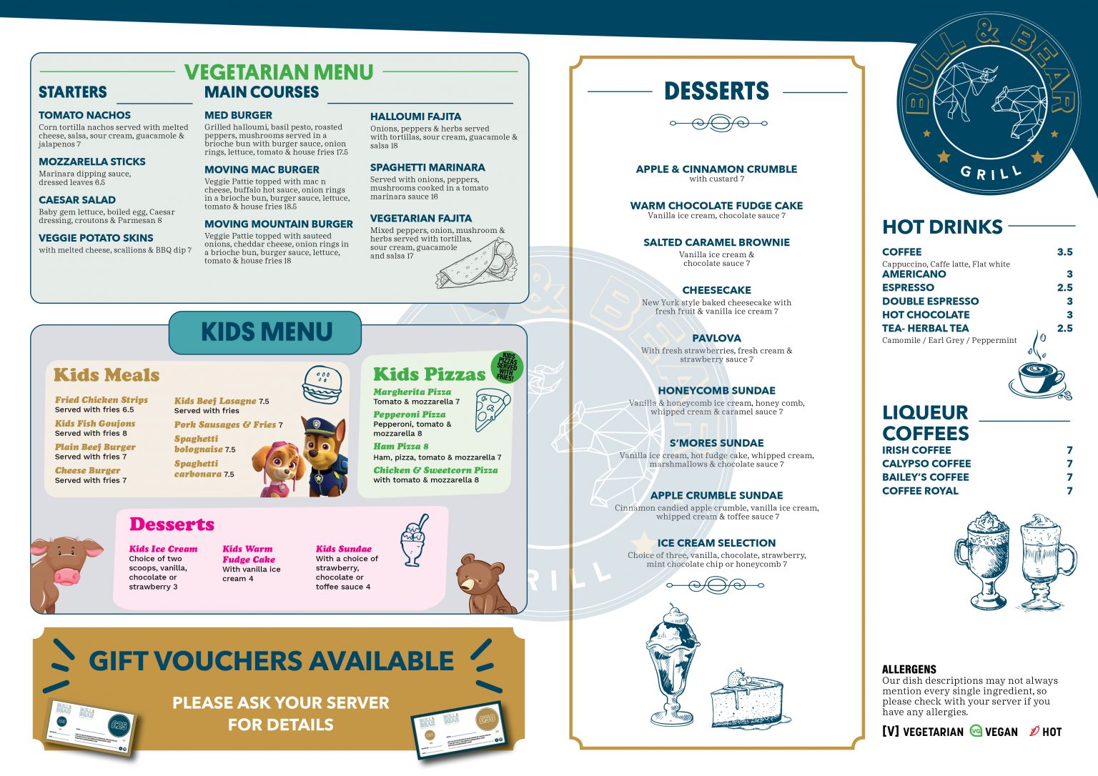 Menus - Bull & Bear Grill
